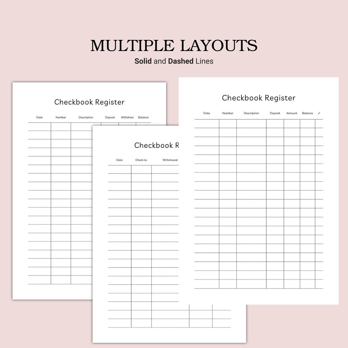 Printable Checkbook Register Template | Track Transactions, Deposits ...