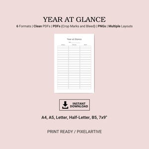 Printable Year at a Glance Template | Organize Your Year With Monthly ...