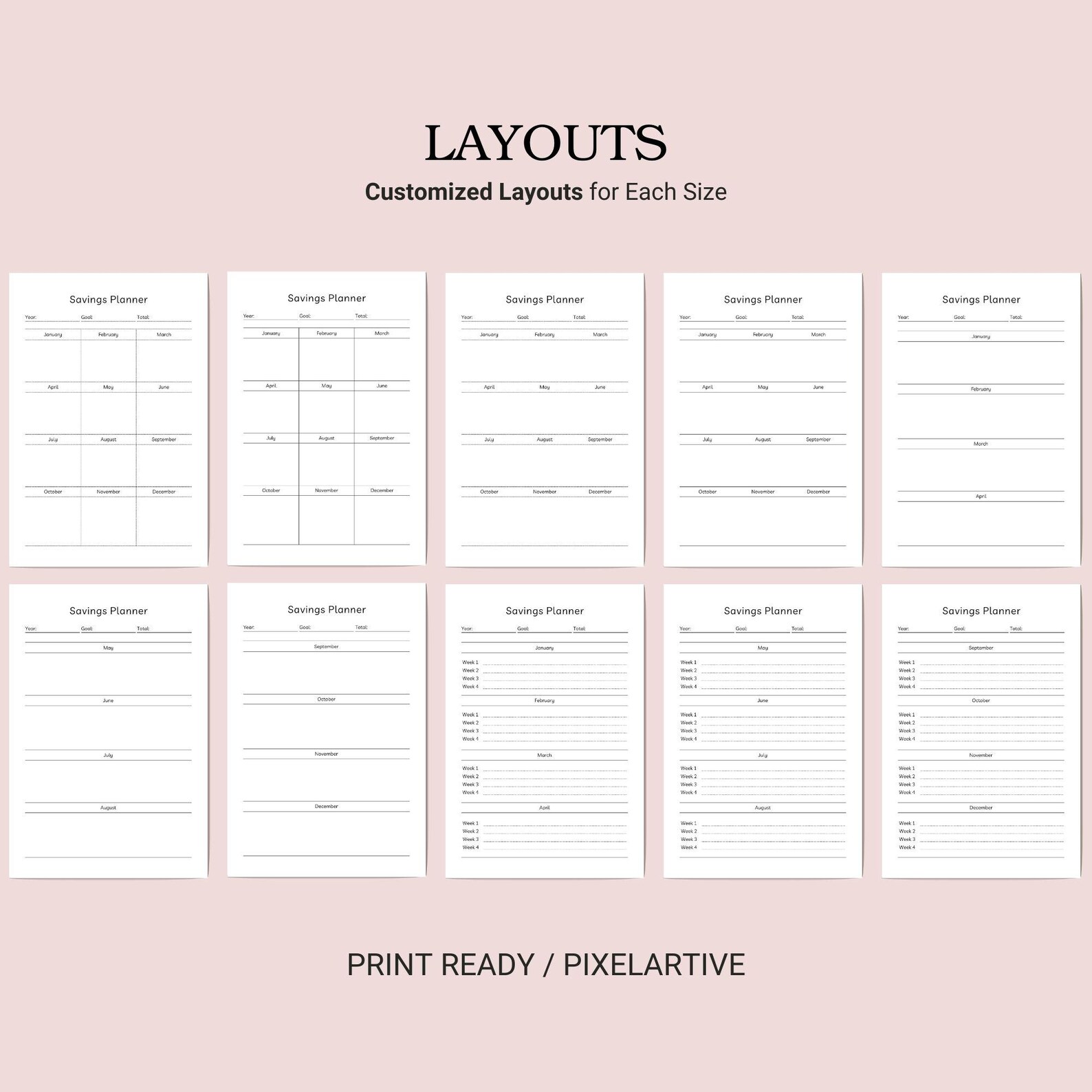 Printable Savings Planner Template | Set Savings Goals & Track Progress ...