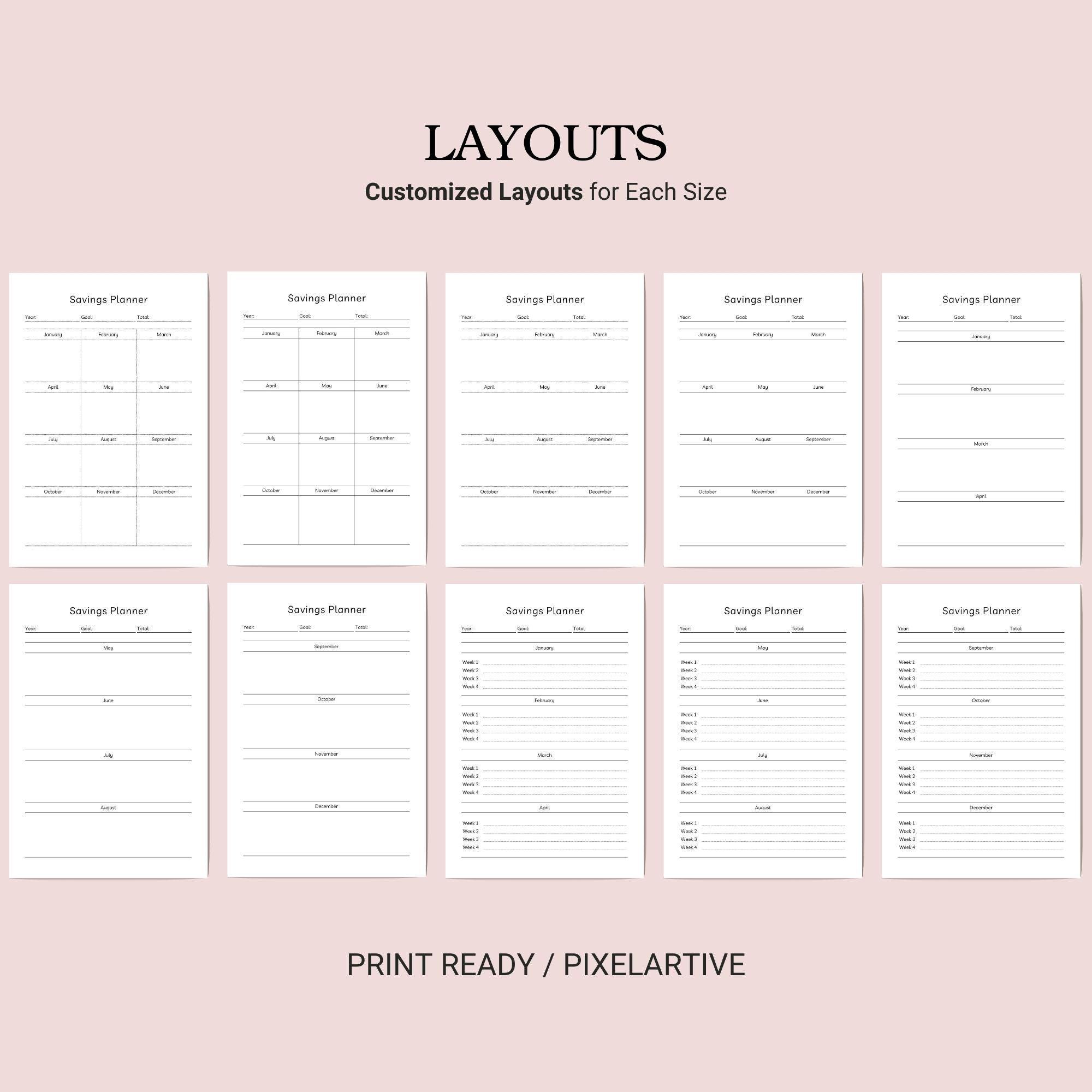 Printable Savings Planner Template | Set Savings Goals & Track Progress ...