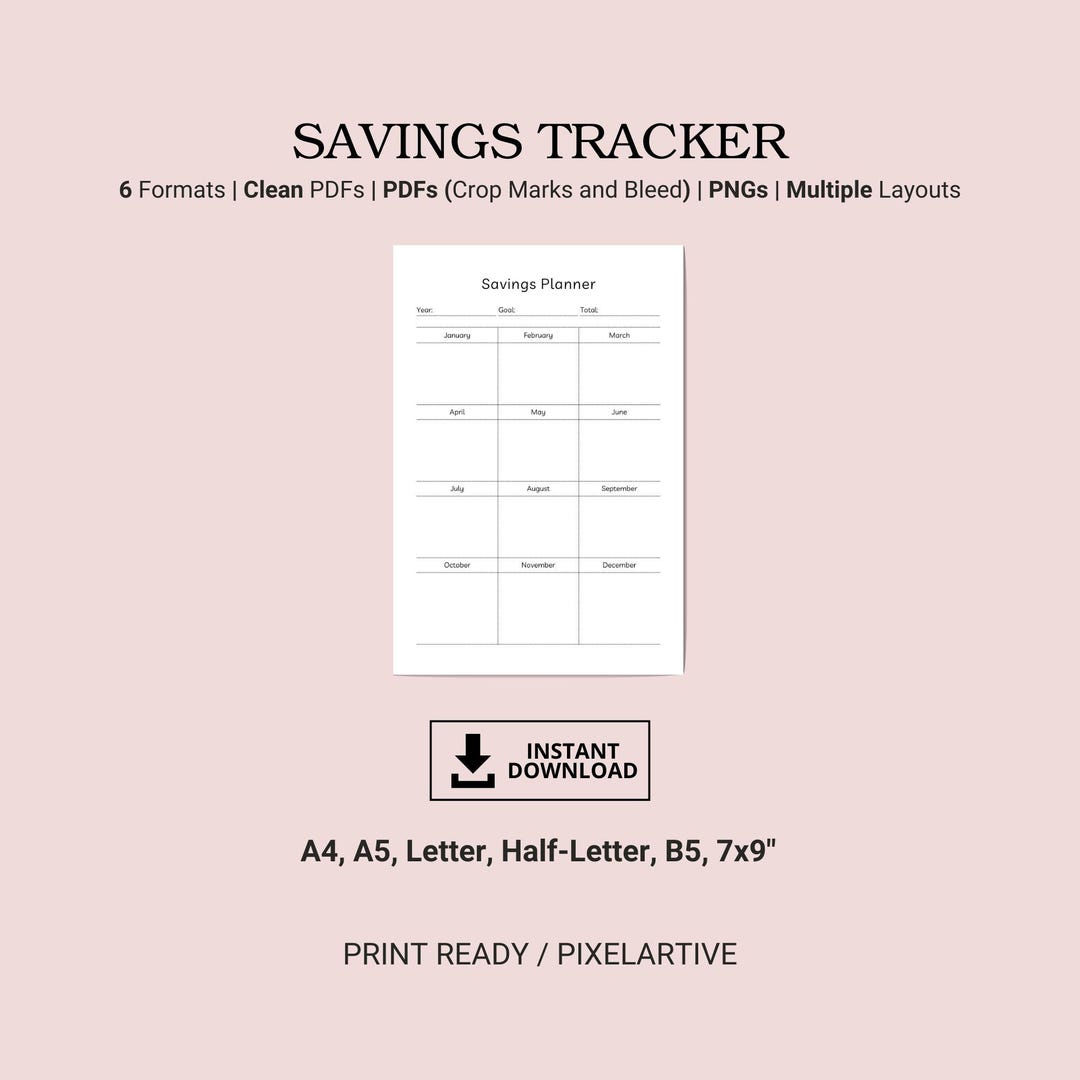 Printable Savings Planner Template | Set Savings Goals & Track Progress ...