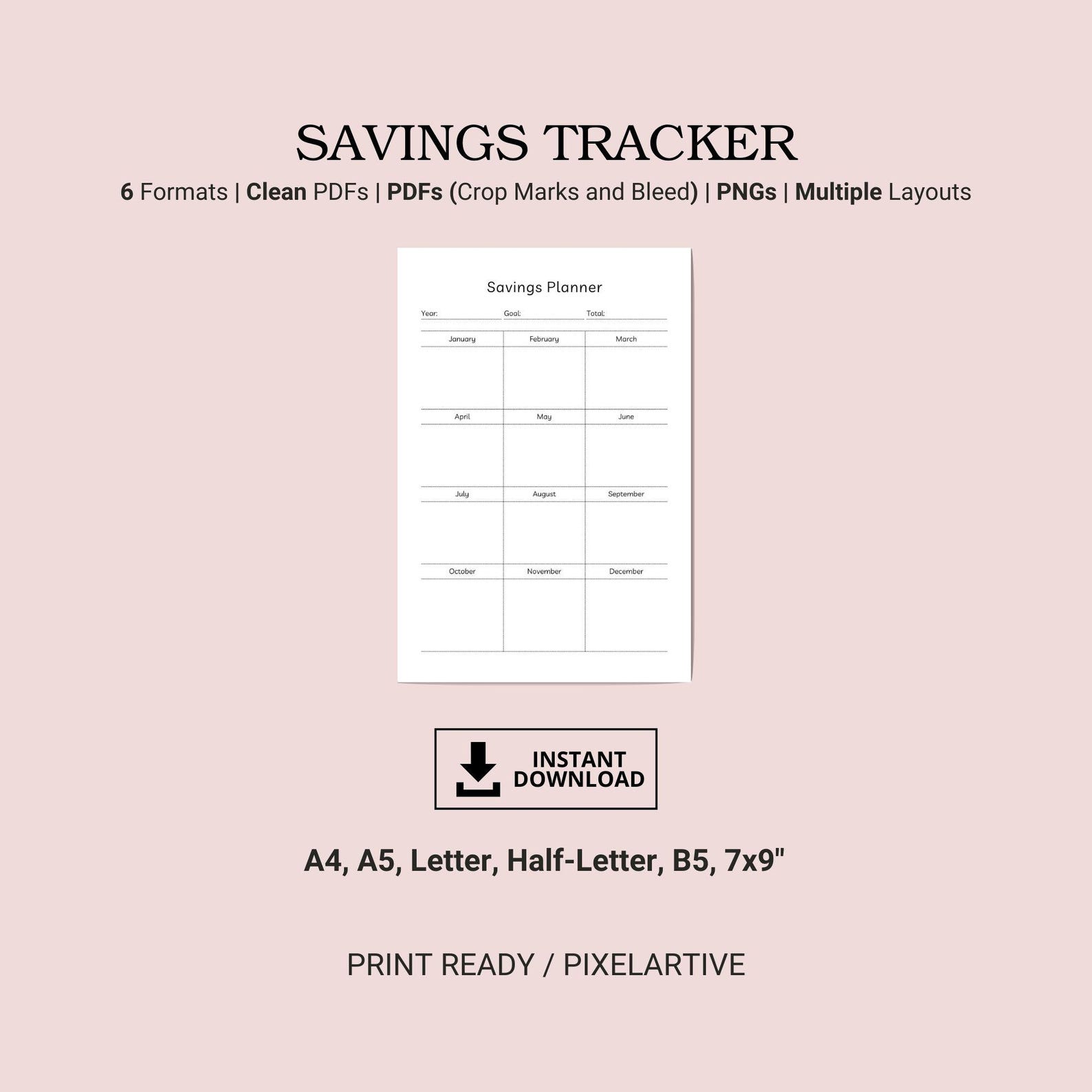 Printable Savings Planner Template | Set Savings Goals & Track Progress ...