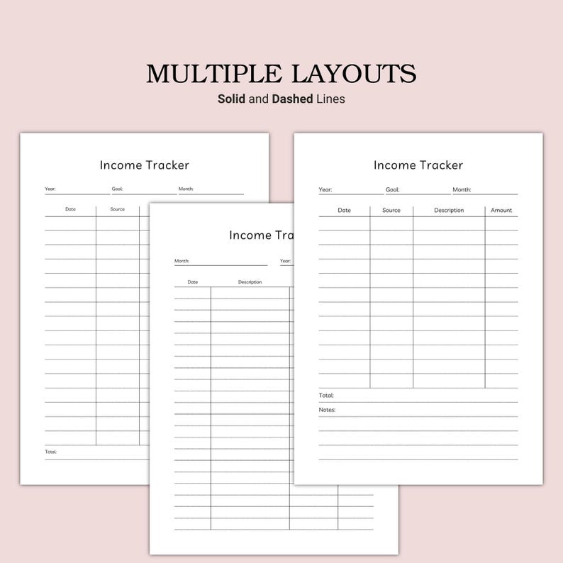 Printable Income Tracker Template | Track Monthly and Yearly Earnings ...