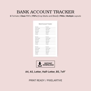 Printable Bank Account Tracker Track Account Balances, Transactions and ...