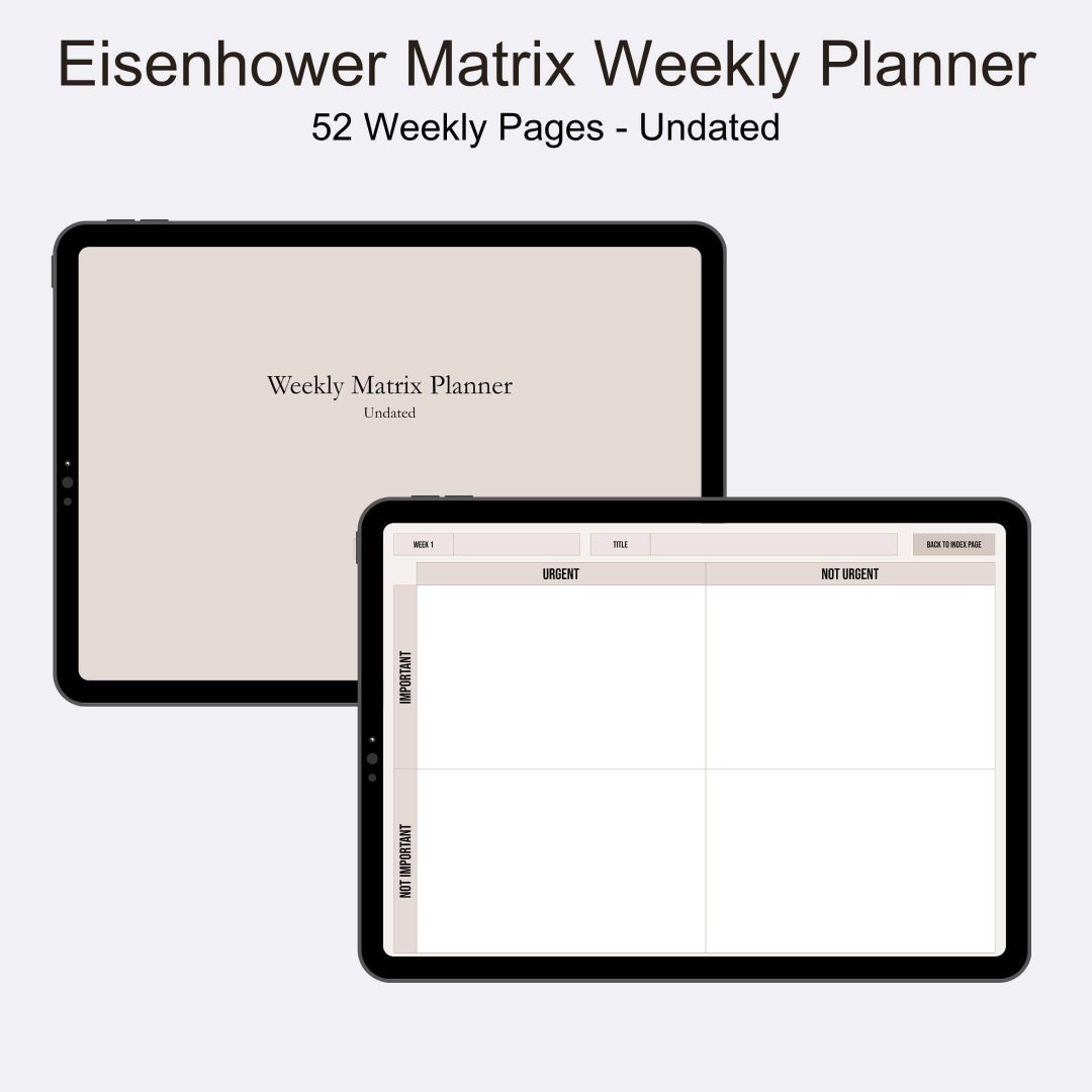 Digital Weekly Eisenhower Matrix Planner, Landscape, Weekly Planner ...