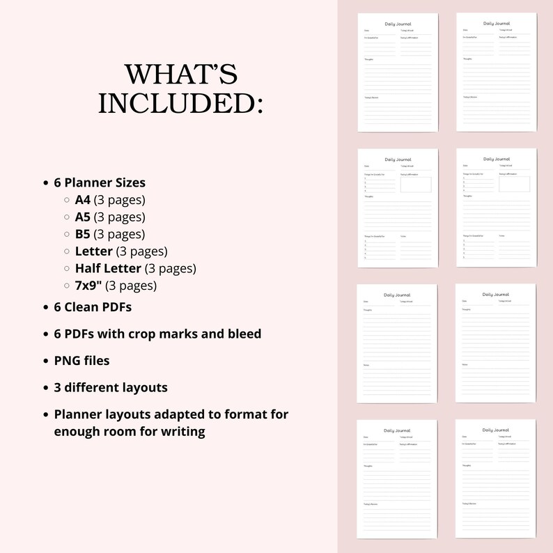 Printable Daily Journal Template | Reflect, Plan and Track Your Day ...