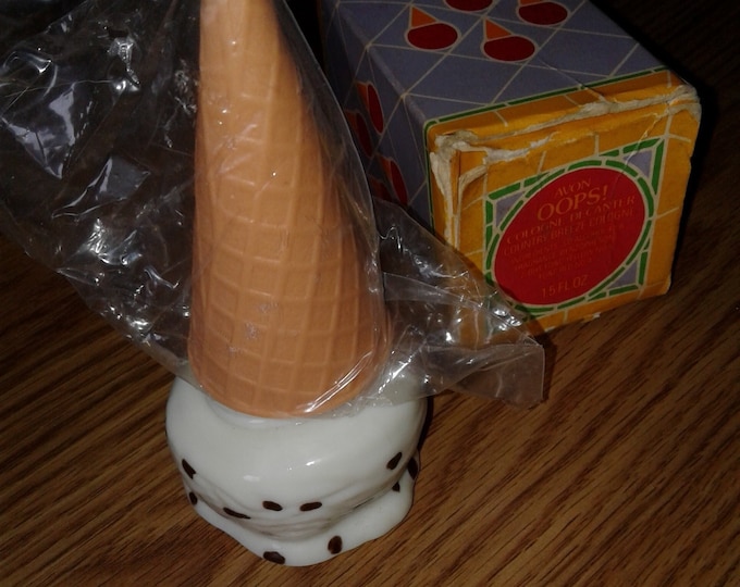 Avon OOPS Ice Cream Cone sugar Cone With Chocolate Chips Decanter With ...