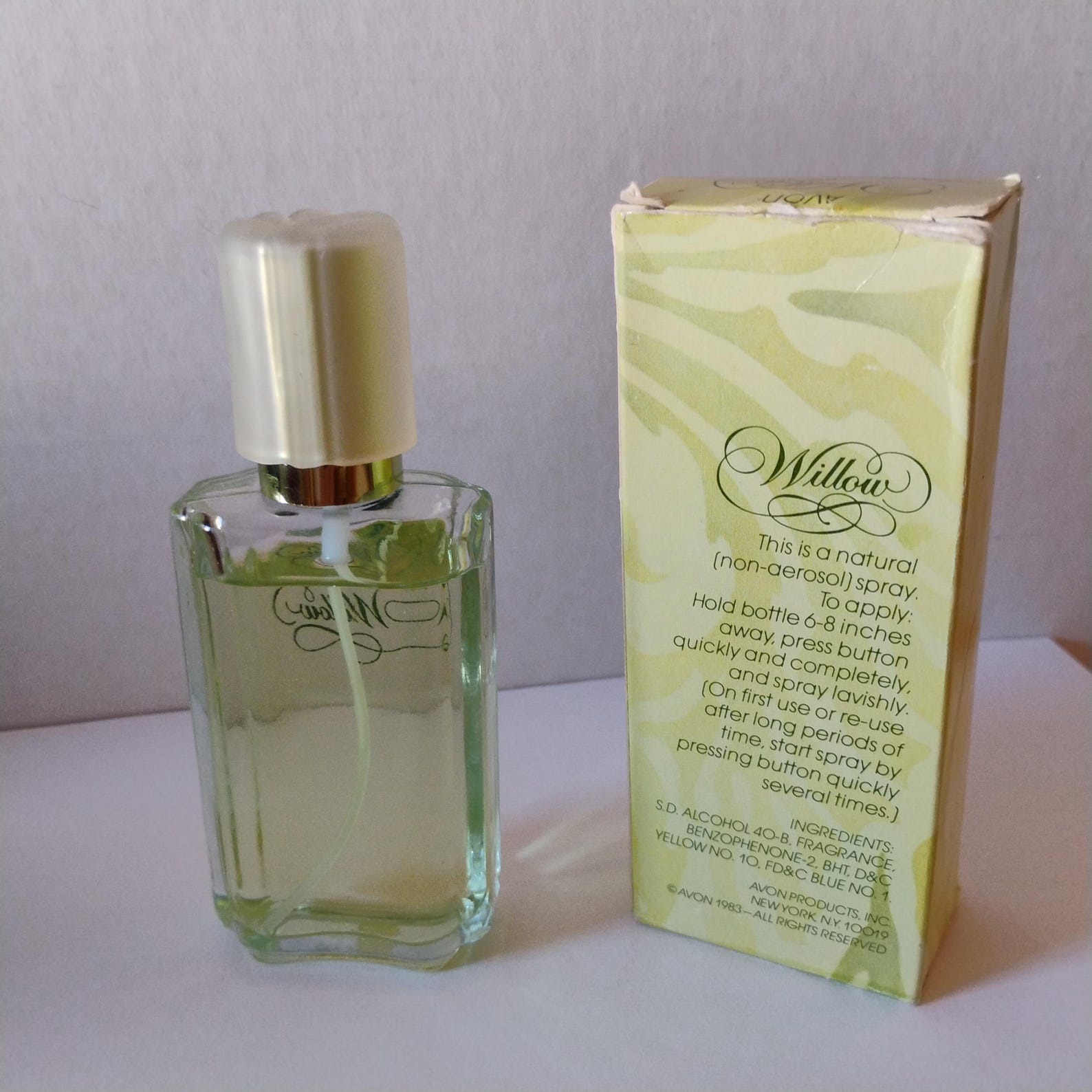 HTF Avon 1983 WILLOW Cologne Spray 2 Fl. Oz. Light Accents Collection ...