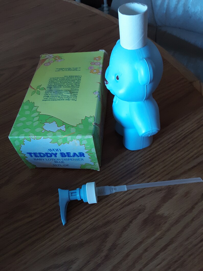 1981 Avon Blue Teddy Bear Lotion Dispenser: Vintage 1980s, Mint in Box ...