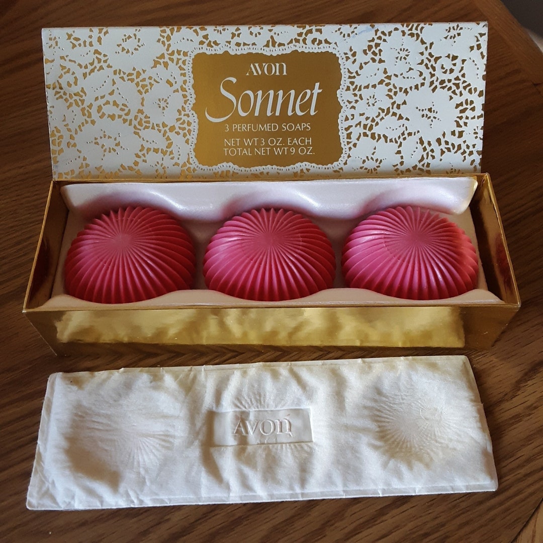 Avon SONNET Three (3) Perfumed Soaps 3 Oz. Each - MINT in Box, Vintage 1970s or 1980s ...