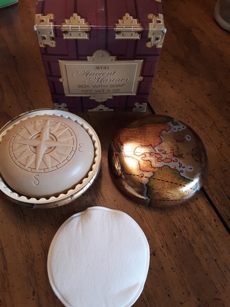 Avon 1982 Mens ANCIENT MARINER world Map Tin Box With 5 Oz. - Etsy