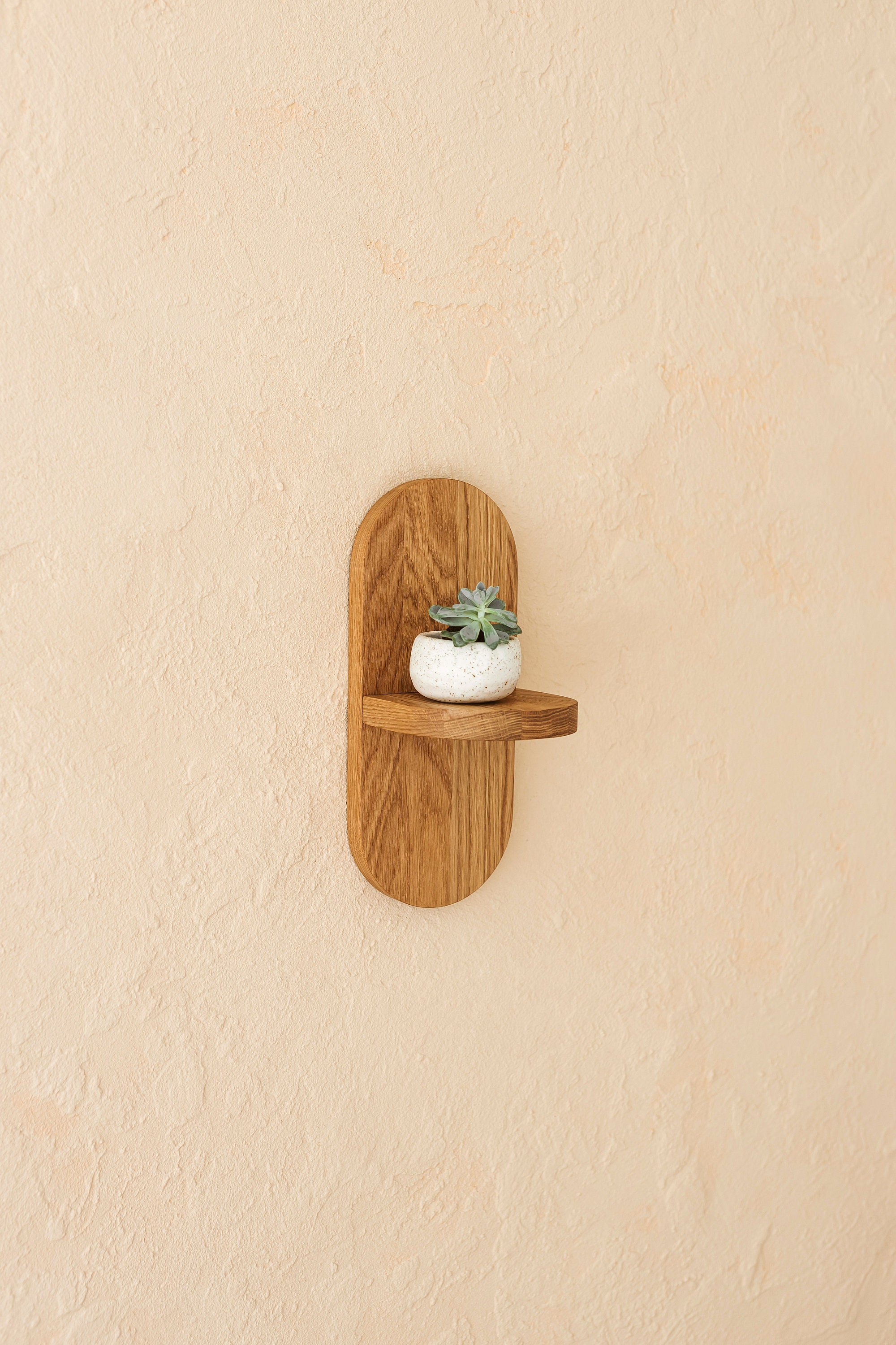 Rustic Oak Oval Shelf - Wall-mounted Wooden Display - Etsy