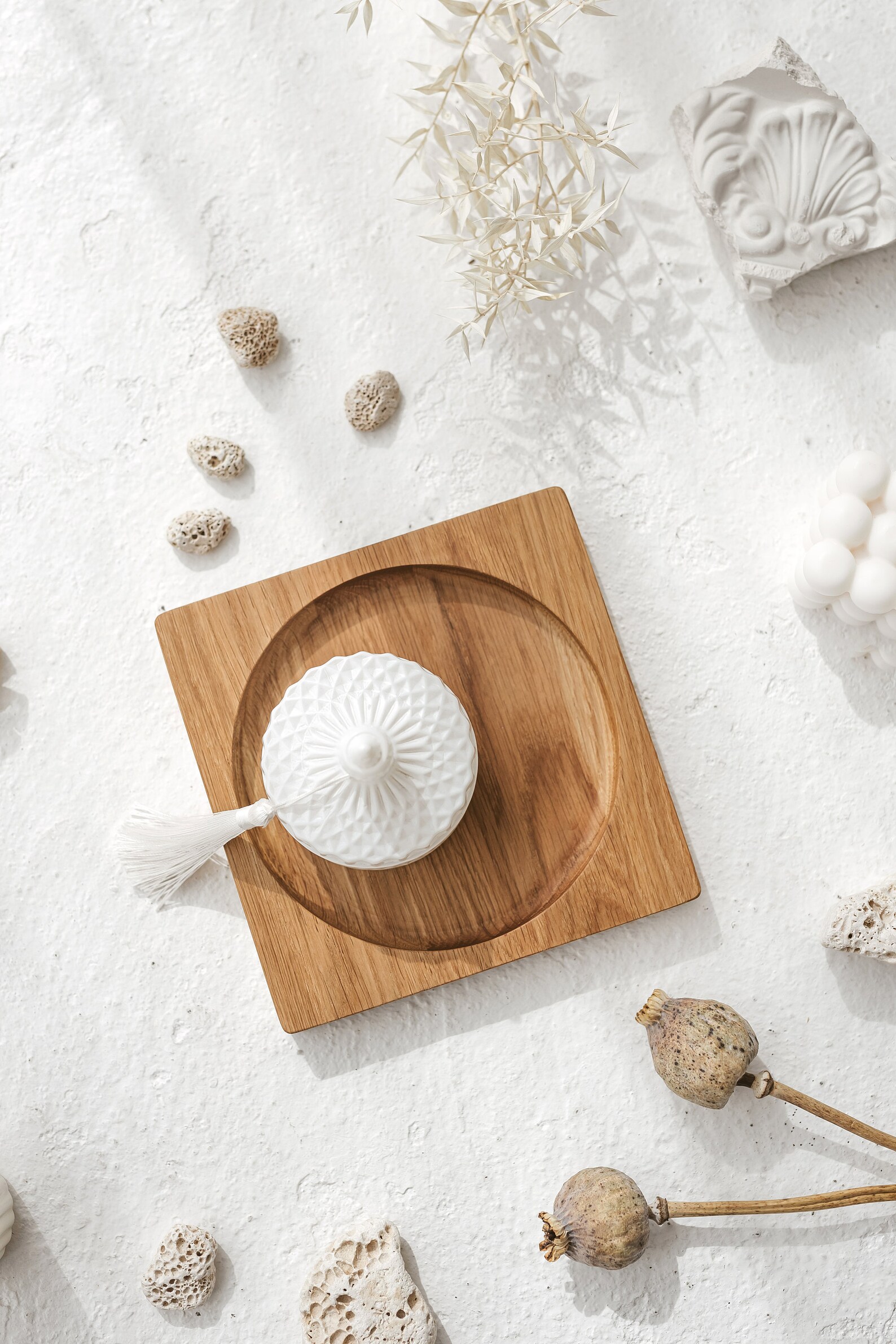 Handmade Oak Square Tray | Round Indent, Wood Serving Tray - Etsy