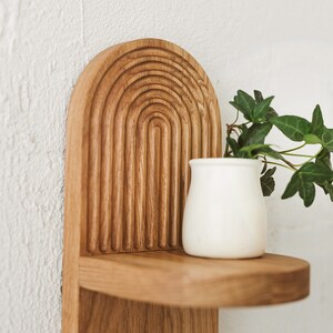 Oval Wall-mounted Shelf, Handcrafted Wooden Display With Rainbow Ripple ...