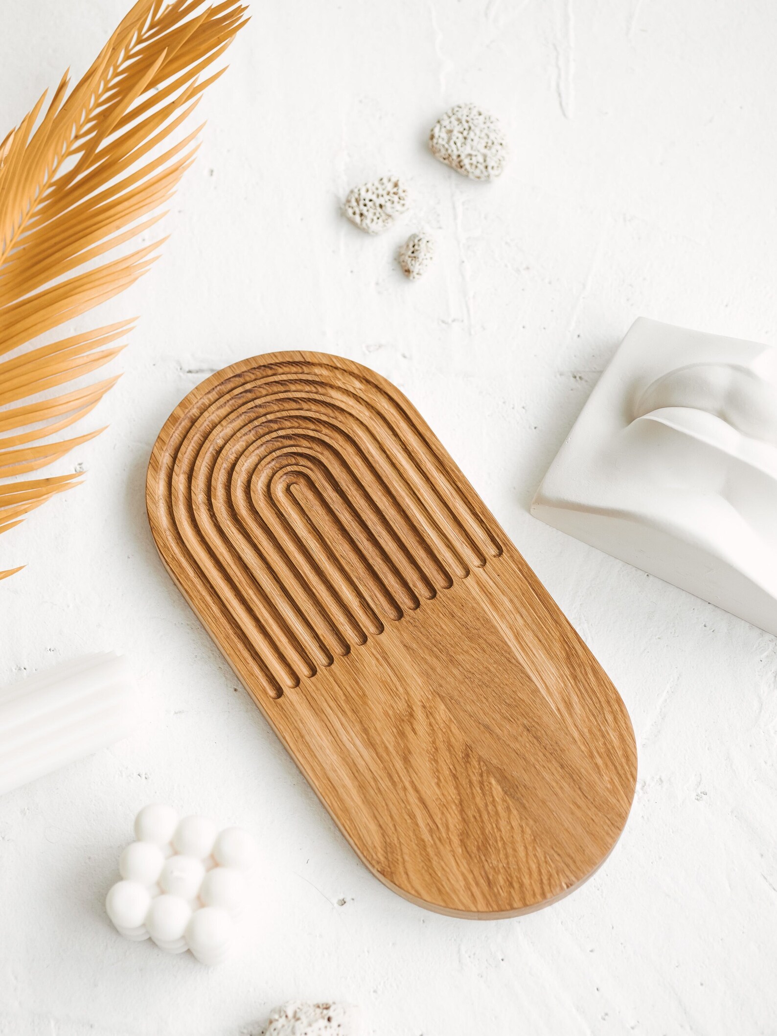 Oval Wooden Half Rainbow Arch Tray With Ripples Decorative - Etsy