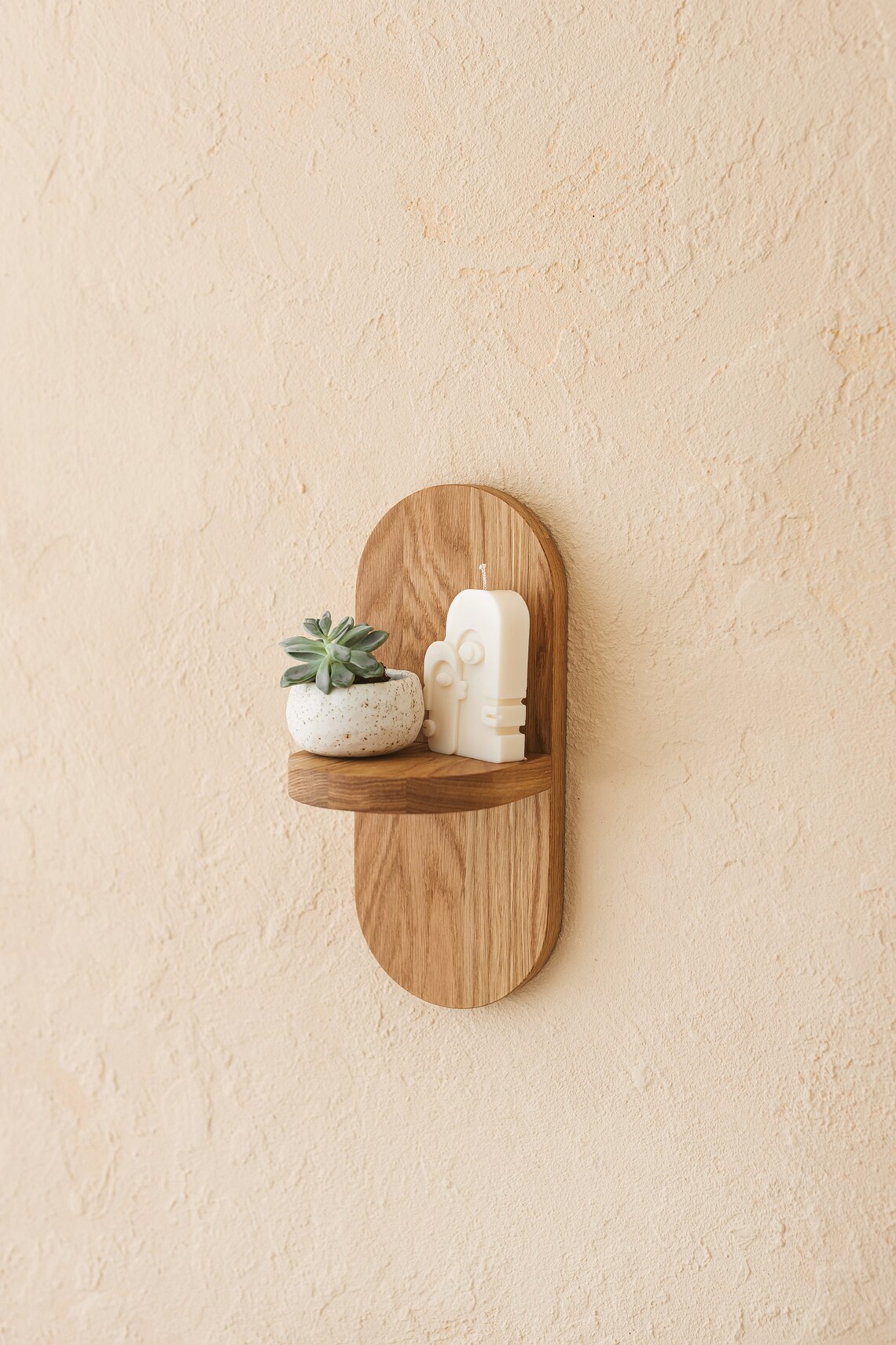 Rustic Oak Oval Shelf - Wall-mounted Wooden Display - Etsy