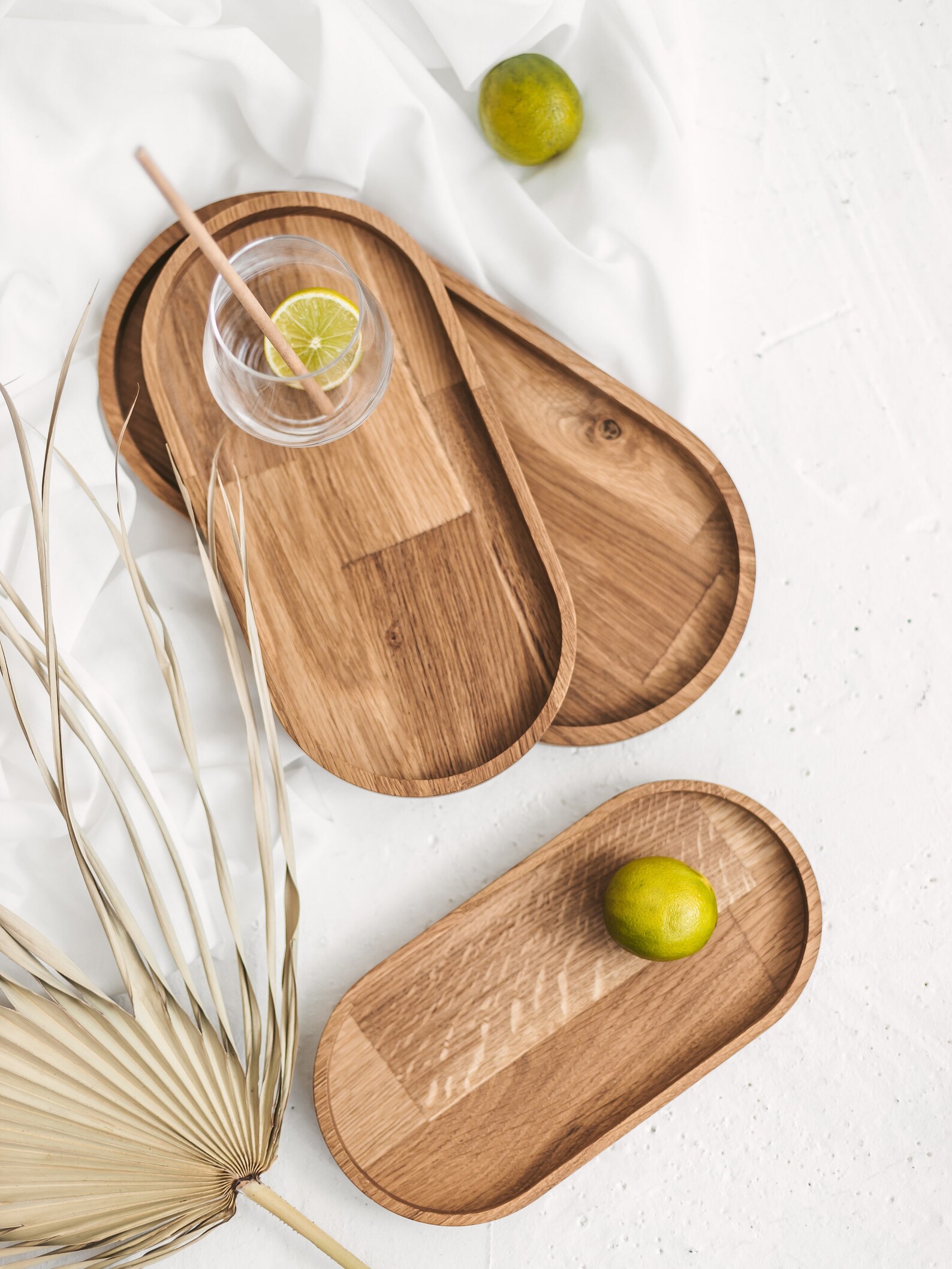Set of 3 Oval Modern Hardwood Oak Decorative Serving Trays for - Etsy