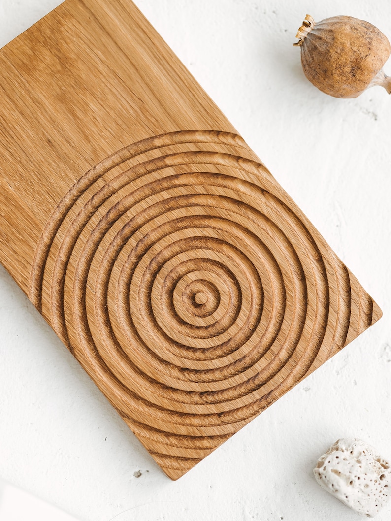 Oak Water Ripple Tray | Modern Decorative Board - Etsy