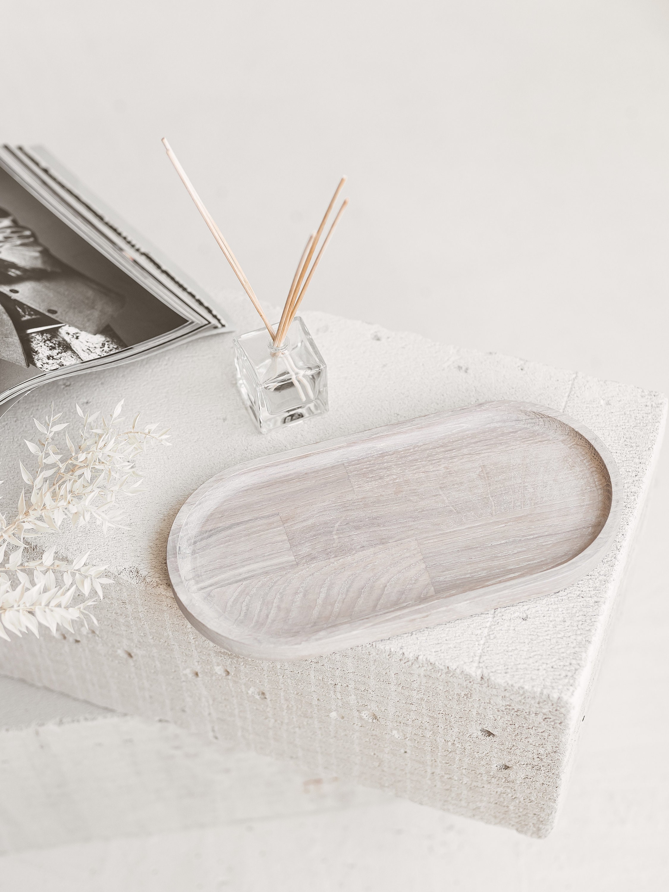 Handmade Grey Wooden Oval Tray Made Out of Oak Natural Light - Etsy