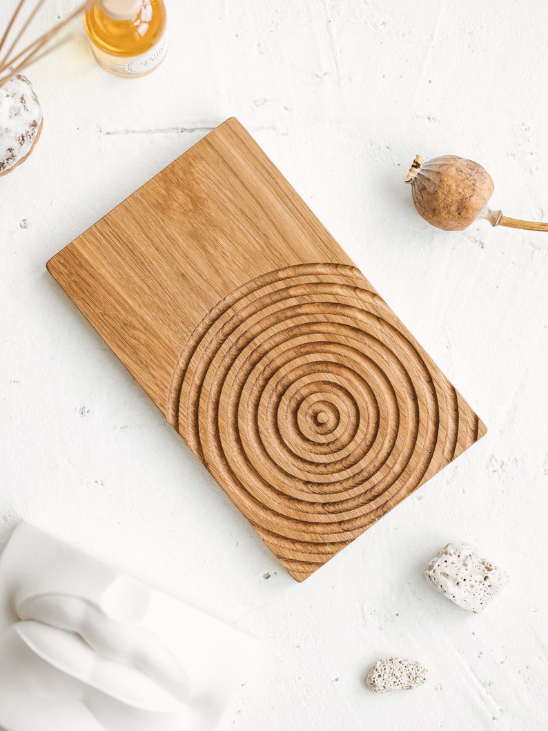 Oak Water Ripple Tray | Modern Decorative Board - Etsy