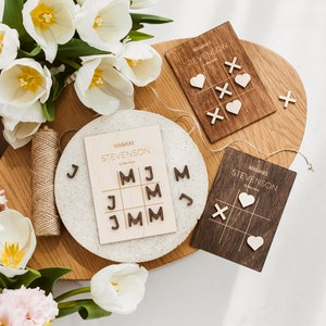 Personalised Wooden Tic Tac Toe Wedding Game, Custom Rustic Game for ...