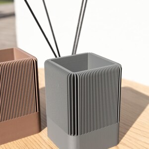 Modern Ribbed Square Organizer in Earthy Tones – Minimalist Desk ...