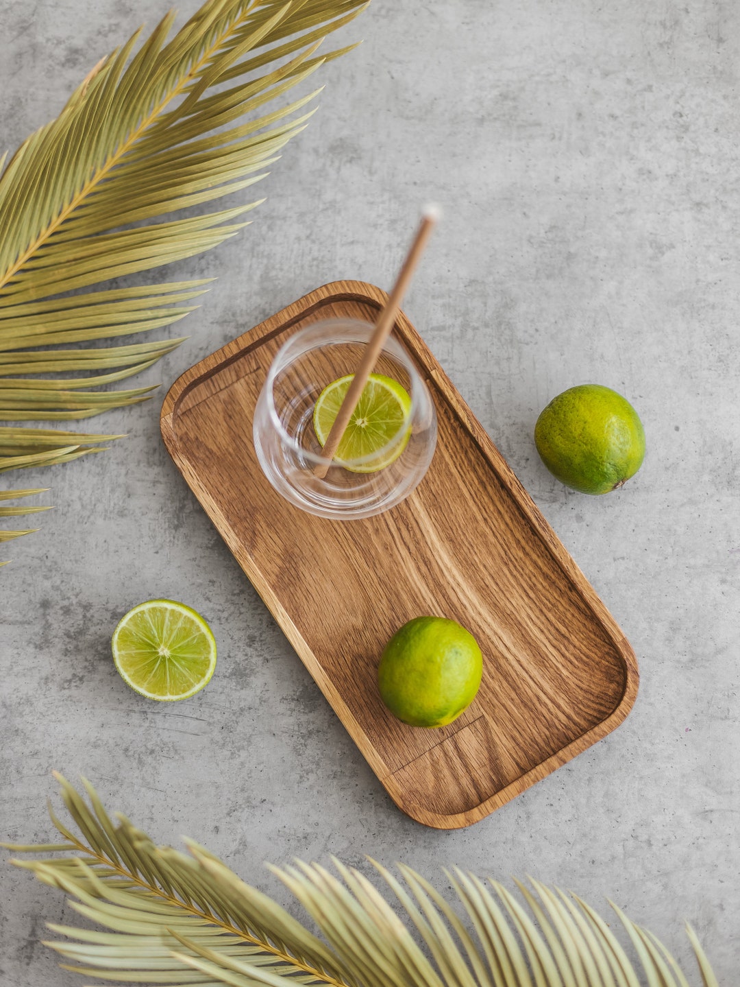 Rustic Oak Serving Tray | Modern Rectangular Tray With Beeswax Finish ...