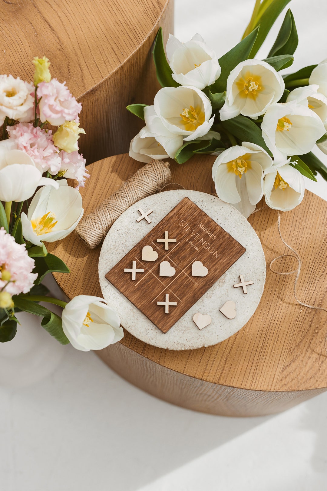 Wedding Favor Personalized Tic Tac Toe Game, Engraved Wooden Keepsake ...