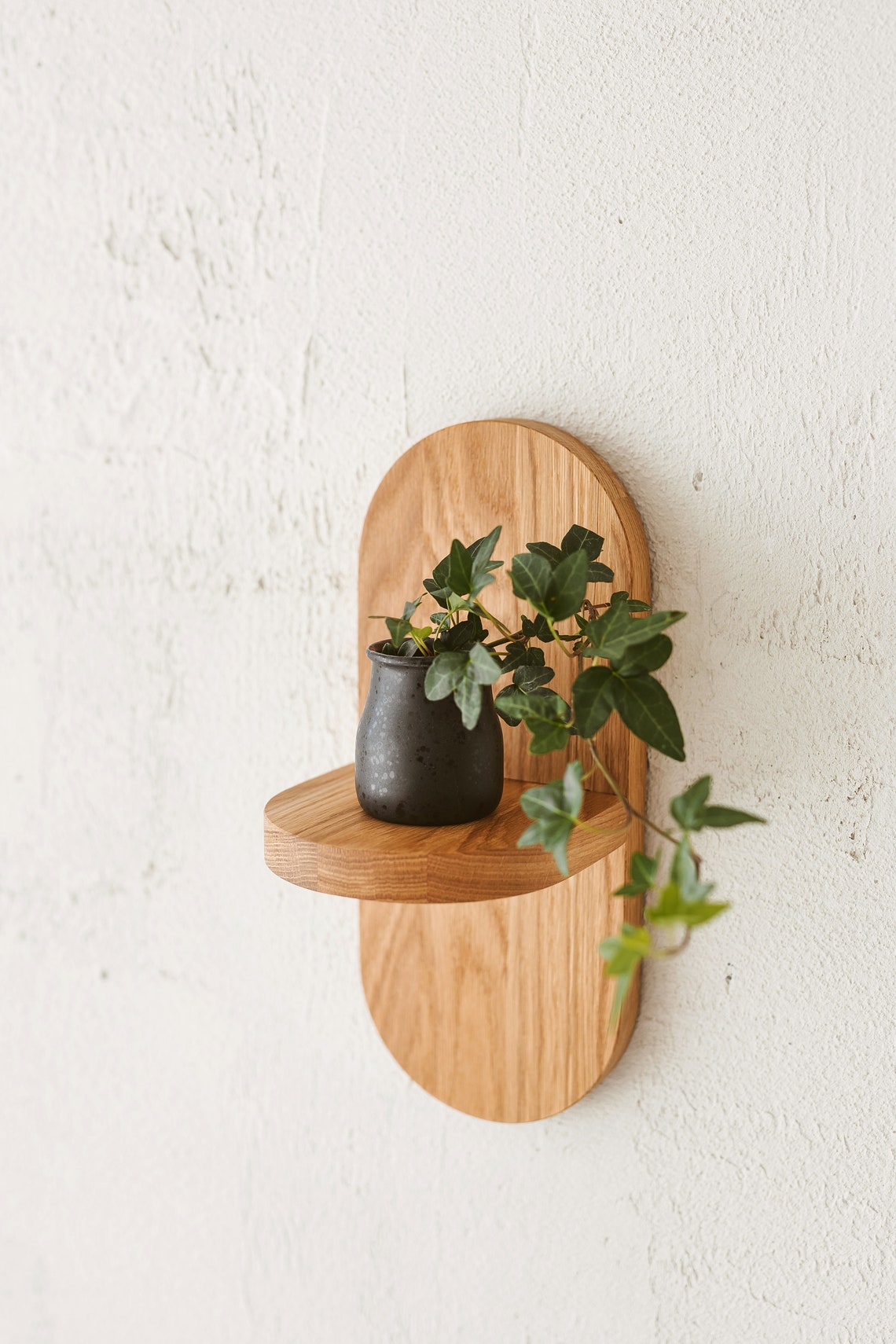Rustic Oak Oval Shelf - Wall-mounted Wooden Display - Etsy