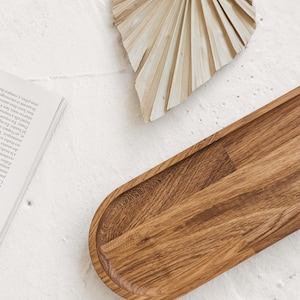 Natural Handmade Wooden Oak Narrow Oval Tray| Slim Long Wooden Tray for ...