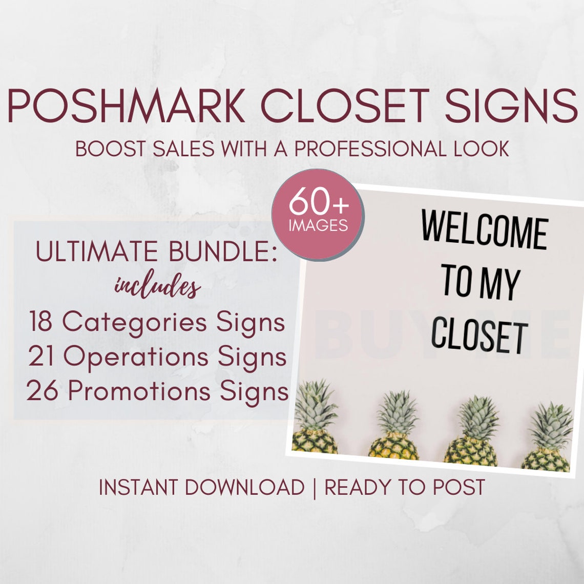 Poshmark Closet Signs Bundle 60 Images Pineapple Theme Professionally ...