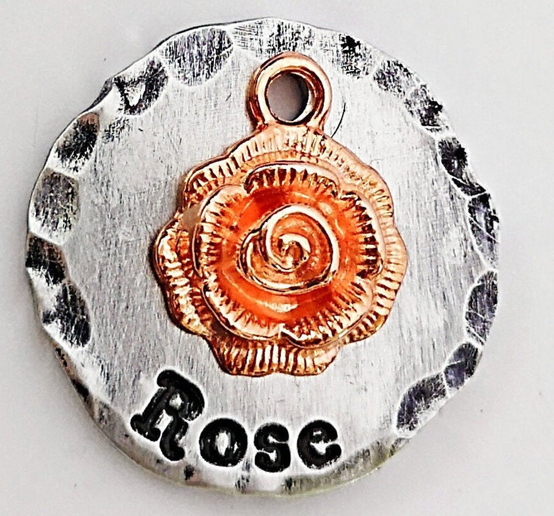 Rose Dog Tag Collar Tag Personalized Dog Tag Dog Tags for - Etsy