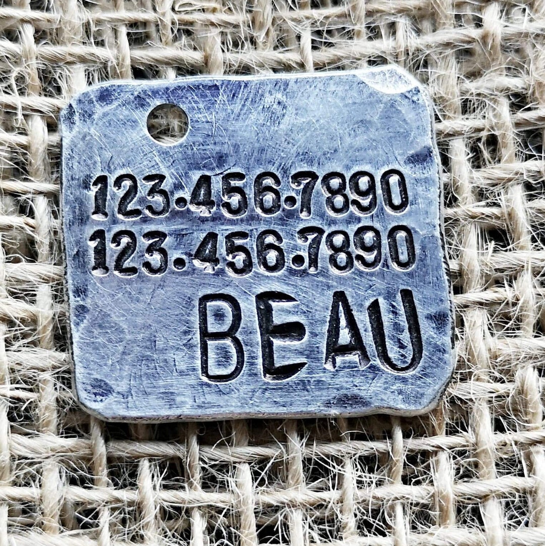 Dog Tag, Dog Tags for Dogs, Square Dog Tag, Hand Stamped Dog Tag ...
