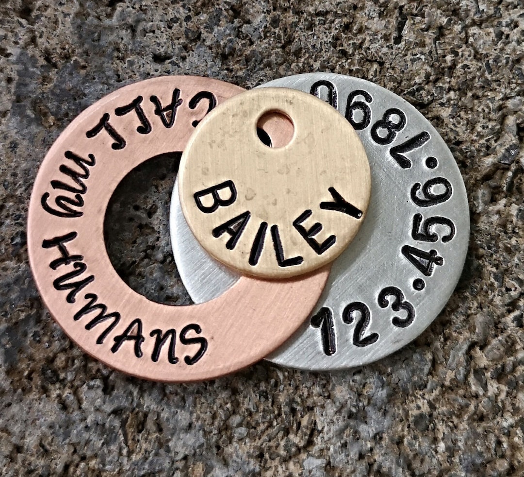 Call My Humans Dog Tag, Dog Tags for Dogs, Mixed Metals, Hand Stamped ...