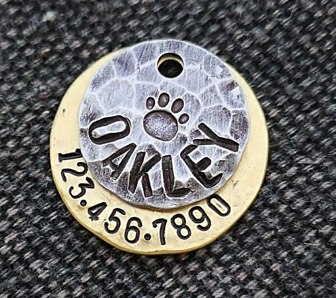 Dog Tag Dog Tags for Dogs Paw Print Dog Tag Hand Stamped Dog Tag ...
