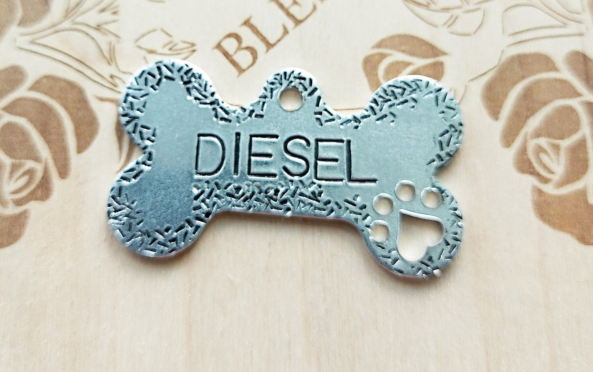 Bone Shape ID Dog Paw Tags Hand Stamped Dog Tag Dog Tags | Etsy