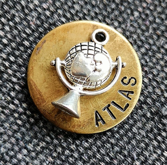 Dog Tag Atlas Dog Tag Globe Dog Tag Hand Stamped Tags - Etsy