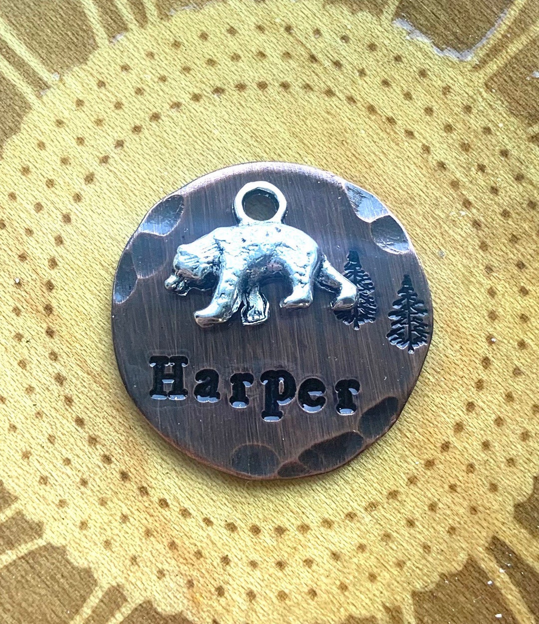 Dog Tag,pine Dog Tag, Bear Dog Tag, Trees Pet Tag, Personalized Dog ...