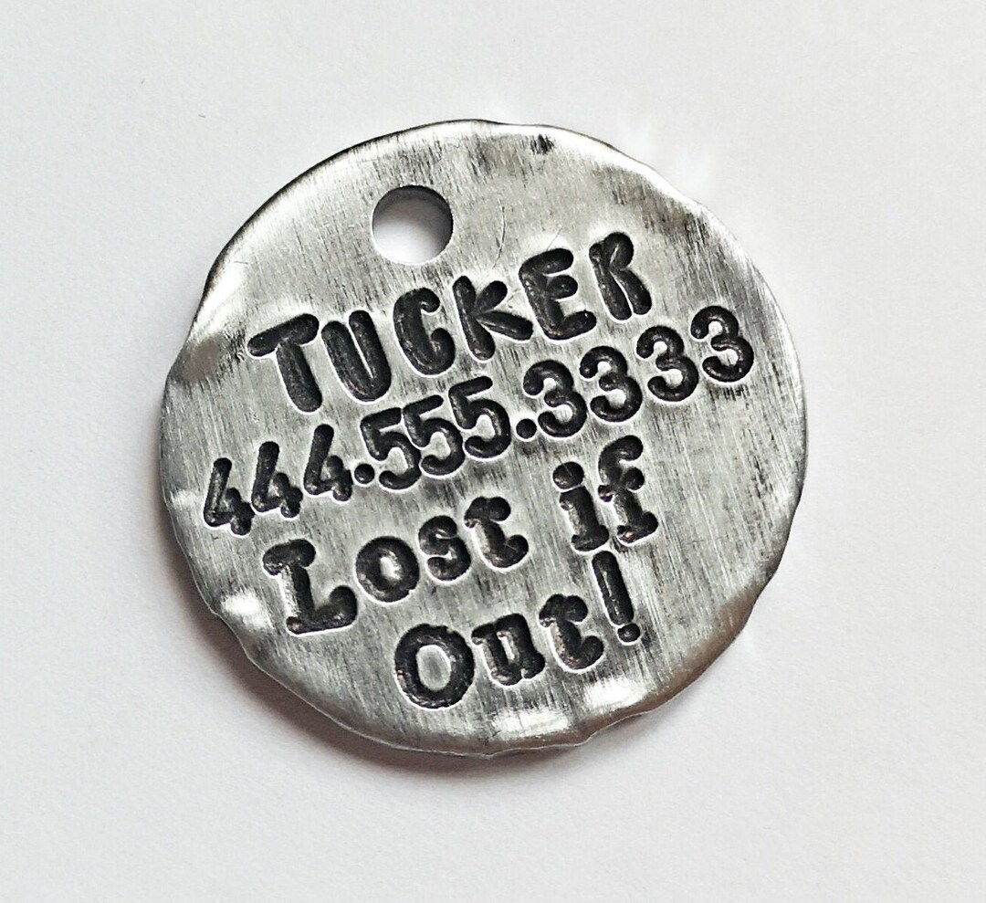 Dog Tag, Dog Tag for Dogs, Lost If Out Pet Tag, Hand Stamped Pet ID Tag ...