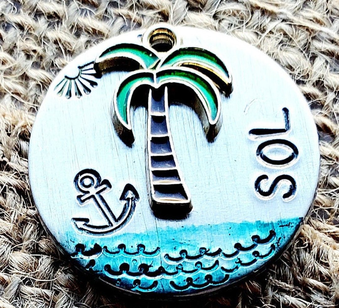 Beach Dog Tag, Dog Collar Tag, Ocean Pet Tag, Personalized Tag, Dog ...