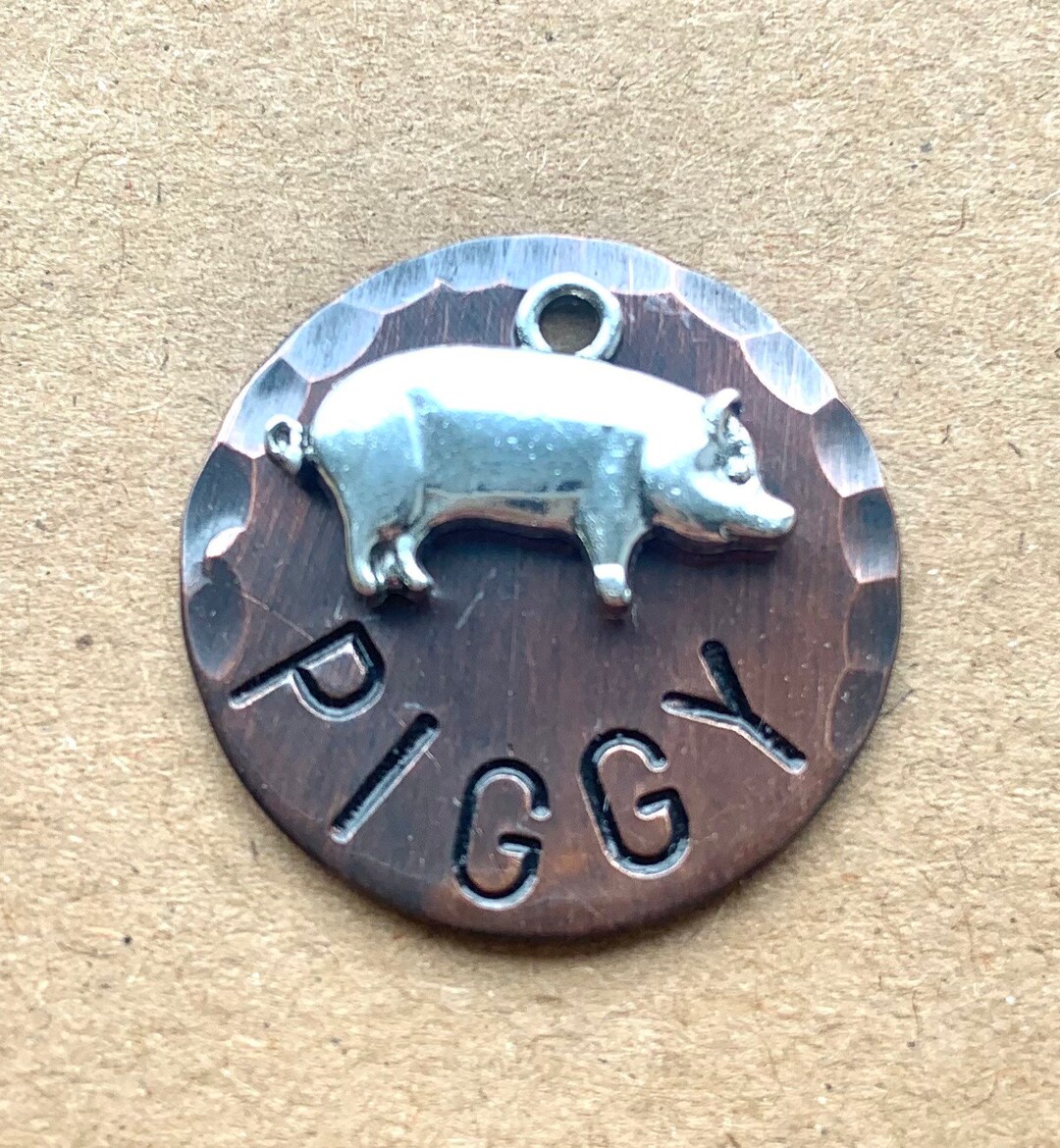 Dog Tag, Dog Tags, Pig Dog Tags, Pig charm Dog Tag, Piggy Pet Tag ...