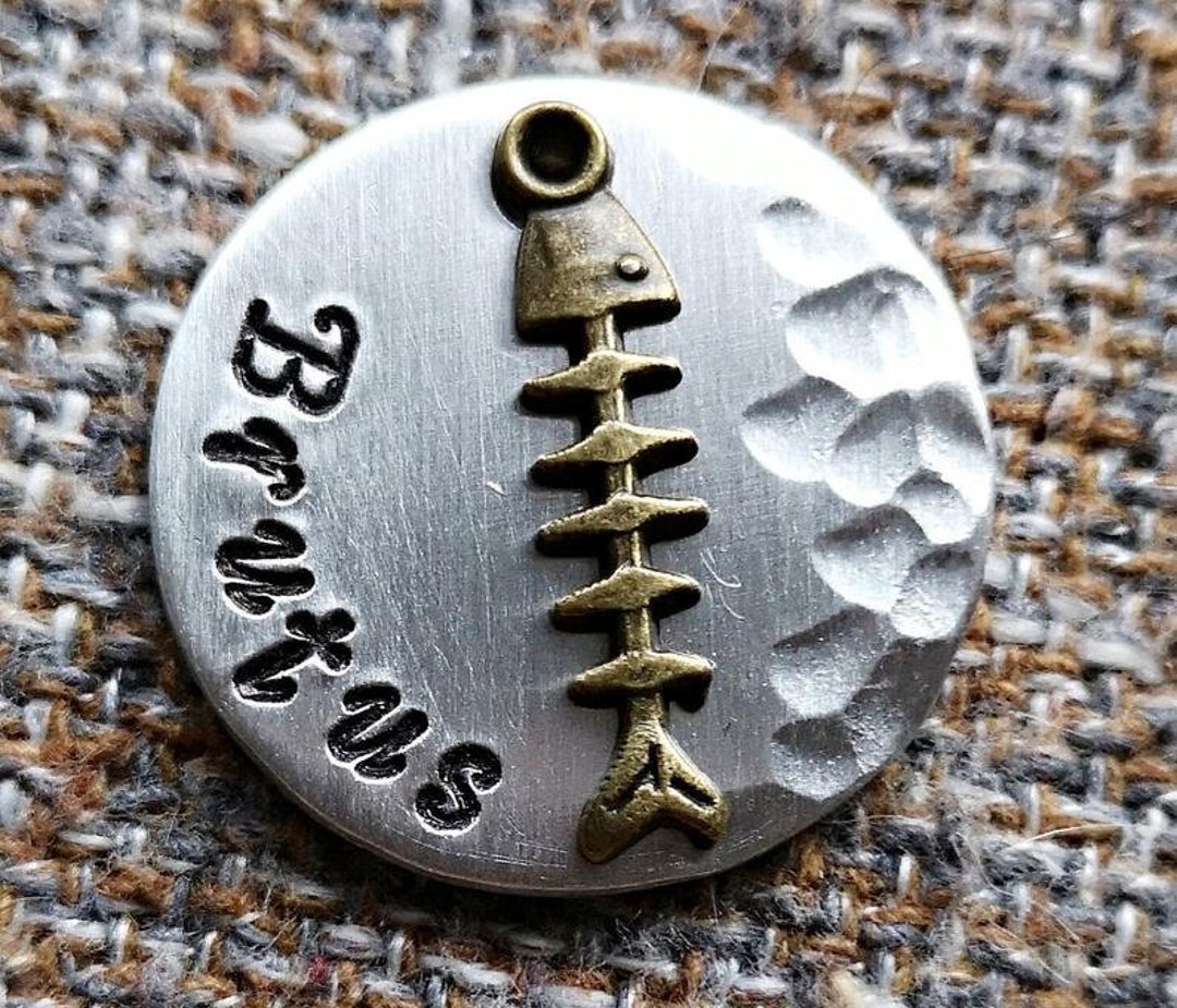 Dog Tag, Fishbone Dog Tag, Dog Tags for Dogs, Hand Stamped Dog Tag ...