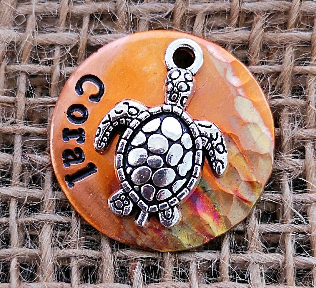 Dog Tag, Colorful Dog Tags, Turtle Dog Tag, Ocean Pet Tag, Personalized ...