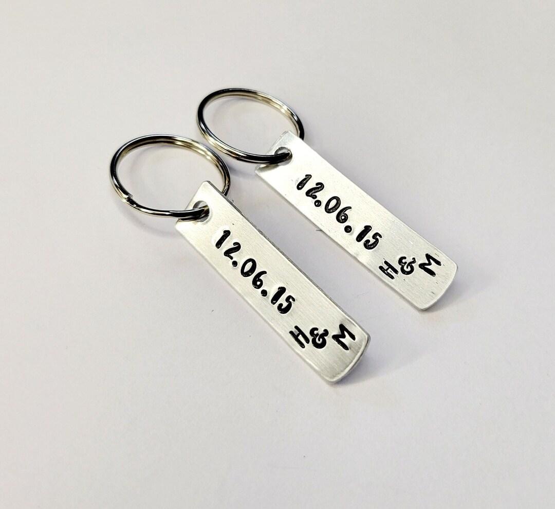 Date Couple Keychain, Couples Keychain, Aluminum Keychain, Couples ...