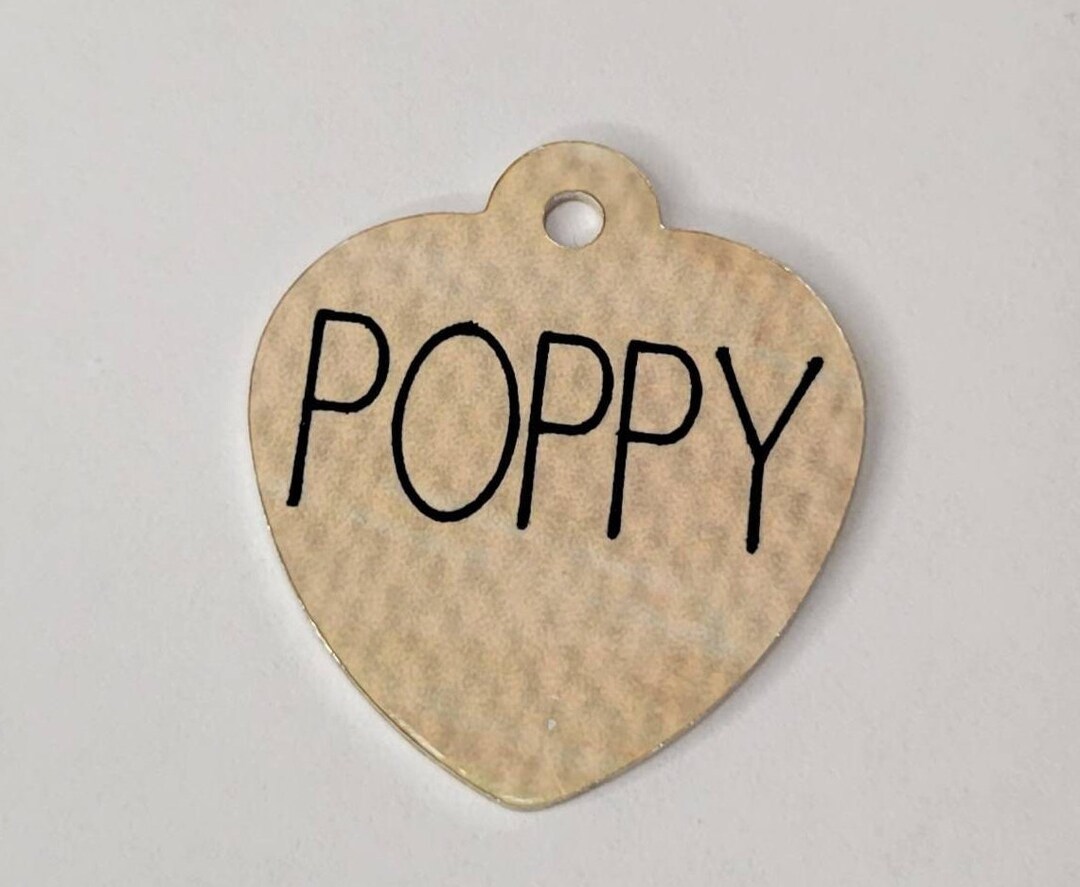 Heart Shape Dog Tag, Beige Dog ID Tag, Aluminum Pet ID, Aluminum Name ...