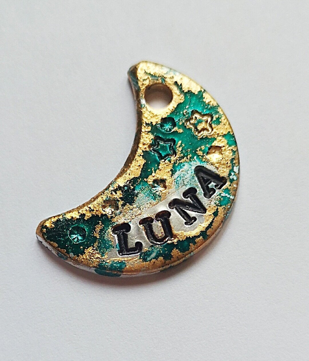 Dog Tag Moon Dog Tag Luna Pet Tag in Gold Dog Tags Night - Etsy