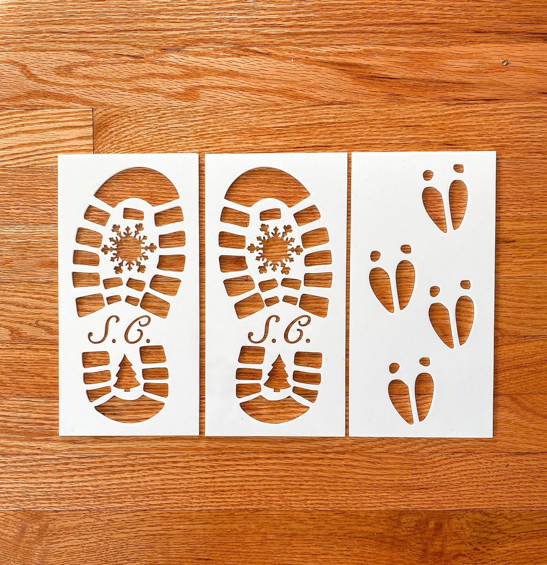 Santa Boot Print Stencils Reindeer Footprint Stencils - Etsy