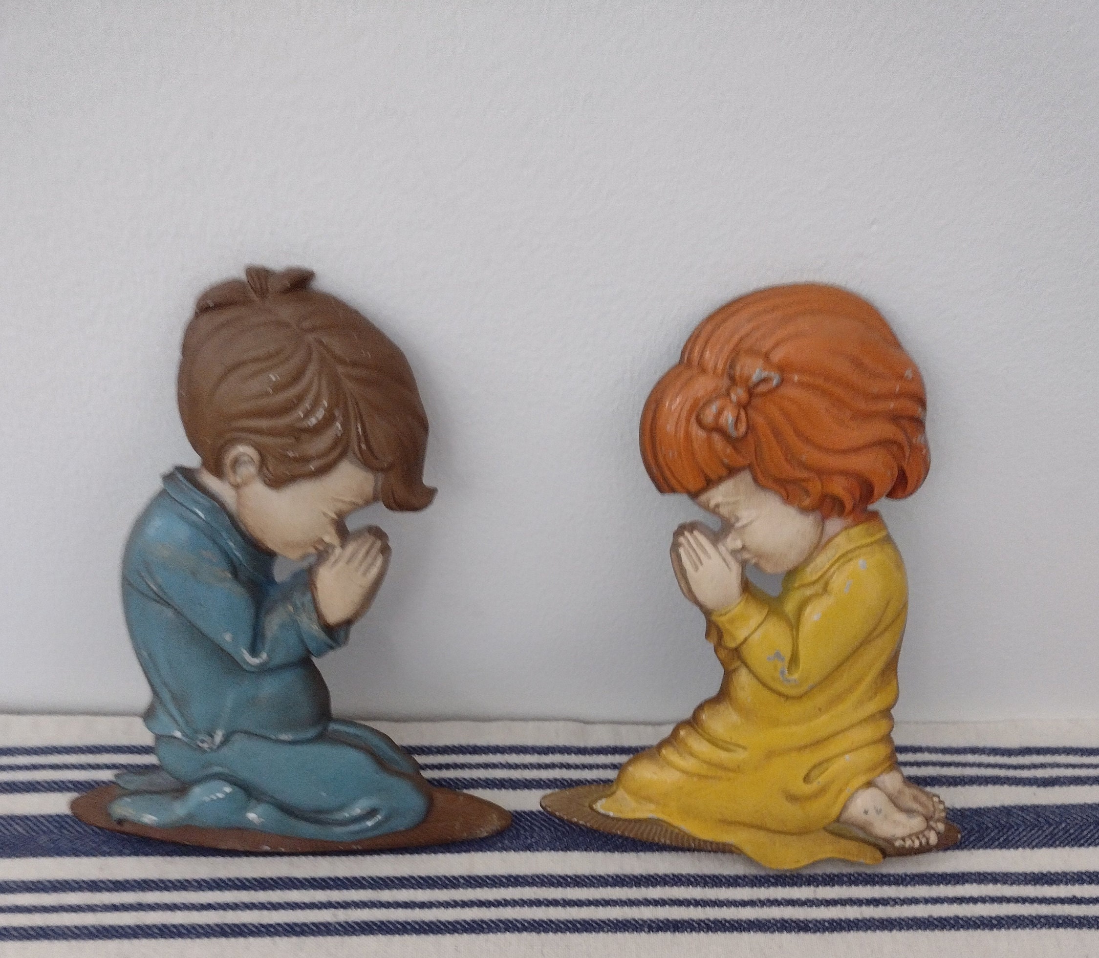 Vintage Sexton Metal Wall Plaques - Praying Girl and Boys in Pjs 1979 ...