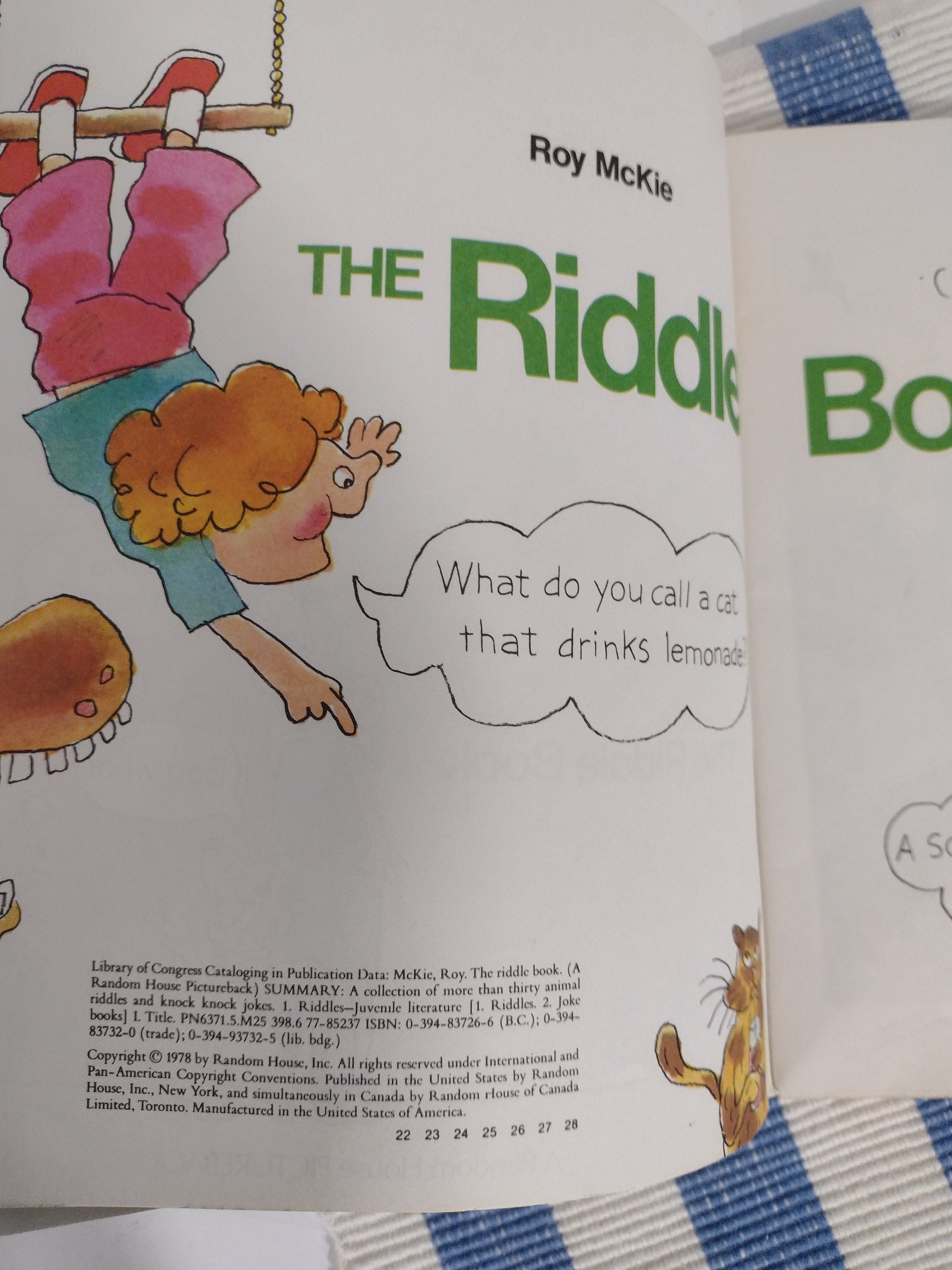 The Riddle Book 1978 Random House Pictureback Book Paperback - Etsy