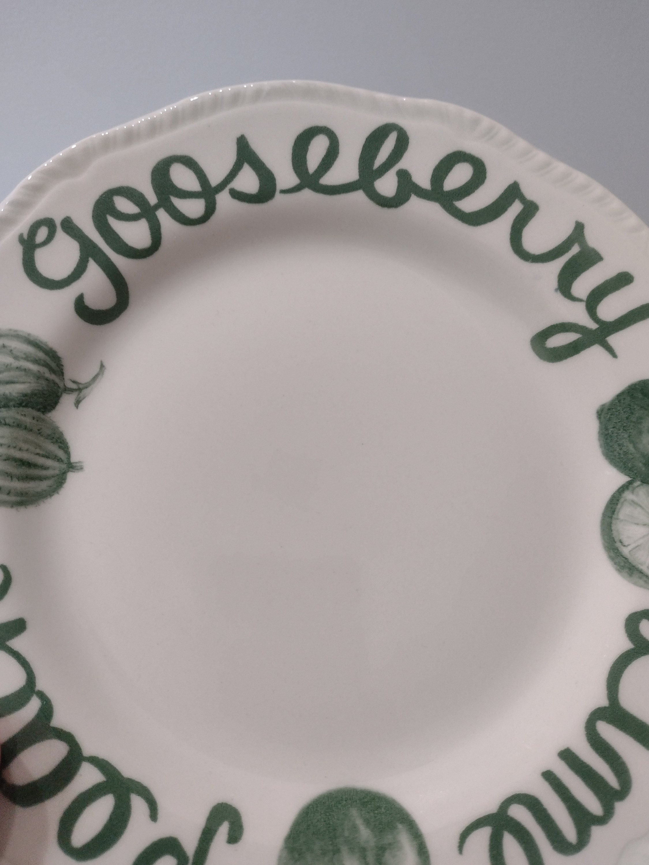1980s Wood & Sons Country Green Dessert Plate Lime Peach Gooseberry ...